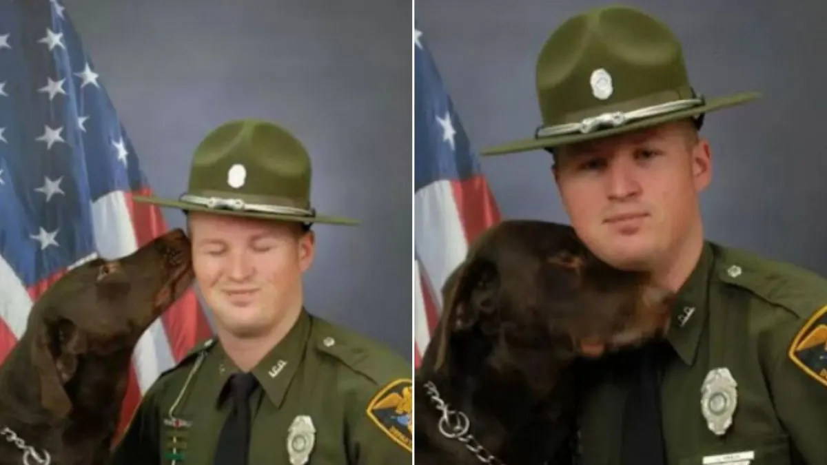 K9 Disrupts Photoshoot and Licks His Partner: A Paw-some Moment