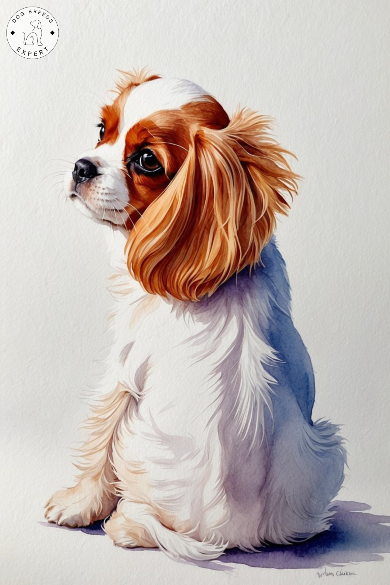 8 Cool Watercolor Drawings of Cavalier King Charles Spaniel Puppies ...